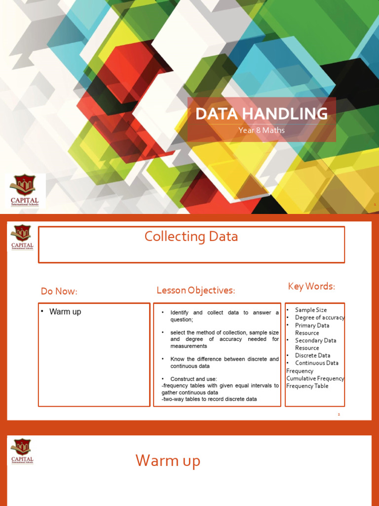 Data Handling for Year 8 Maths | PDF | Sampling (Statistics) | Survey ...