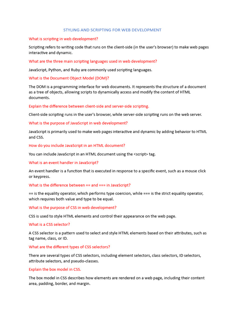 Styling And Scripting For Web Development Pdf Dynamic Web Page World Wide Web