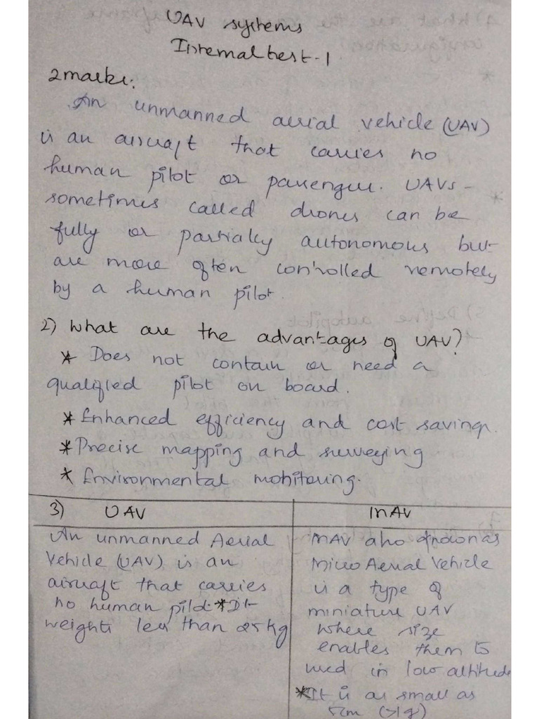 Uav Internal 1 (2 Marks) | PDF