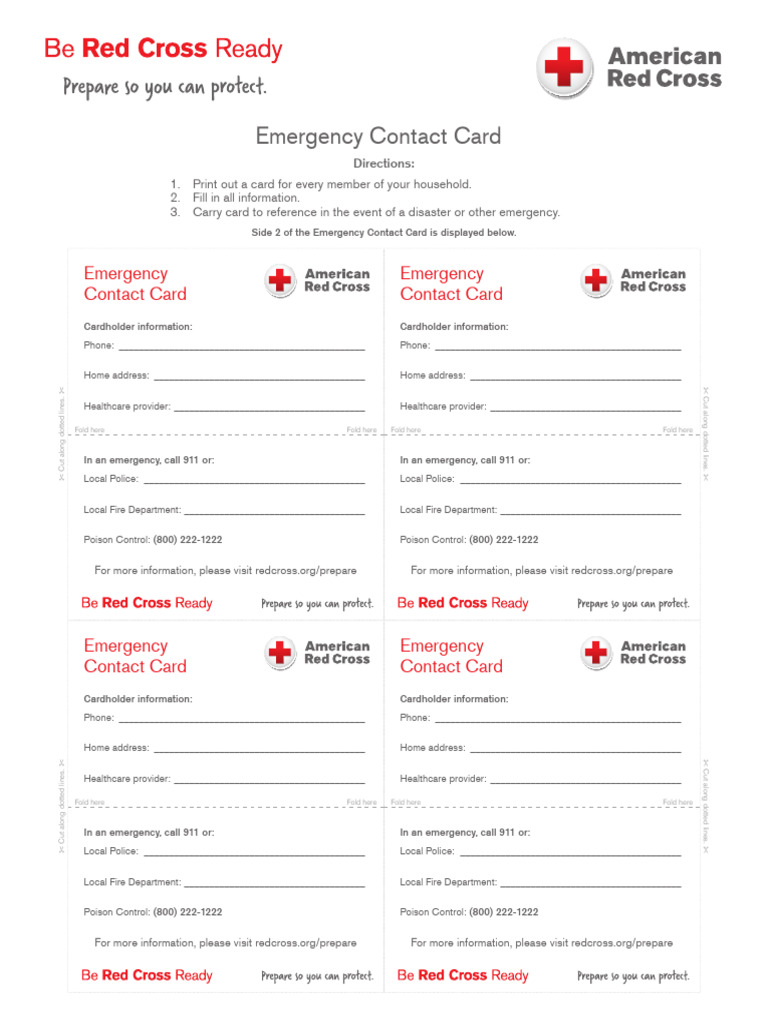 Emergency Contact Card Template | PDF | 9 1 1 | Public Safety