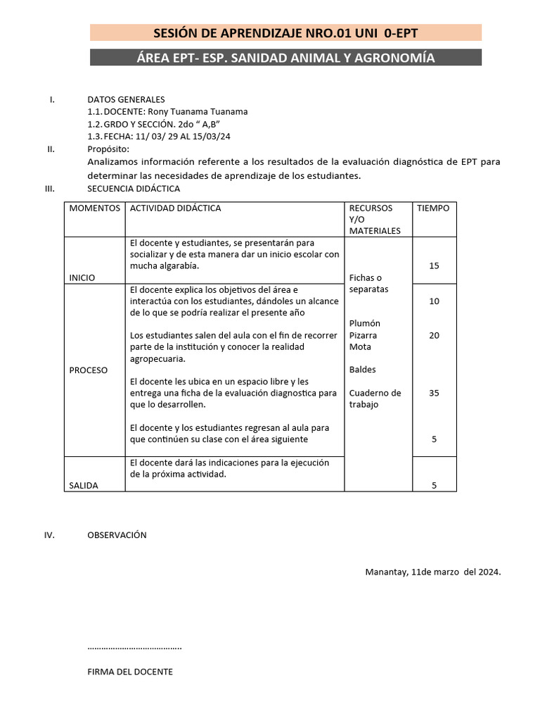 Evaluación Diagnóstica EPT 2024 | PDF | Evaluación | Enseñando