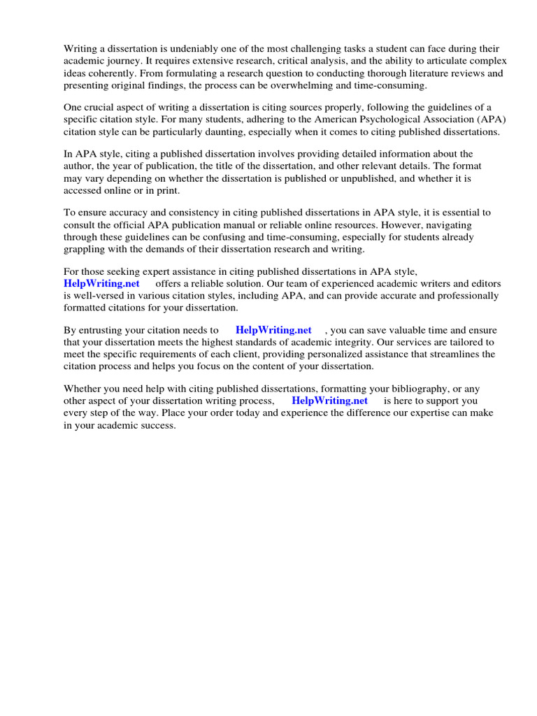 How To Cite Published Dissertation Apa Pdf Apa Style Citation