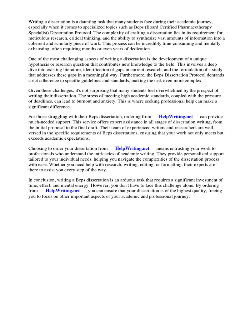 Bcps Dissertation Protocol | PDF | Thesis