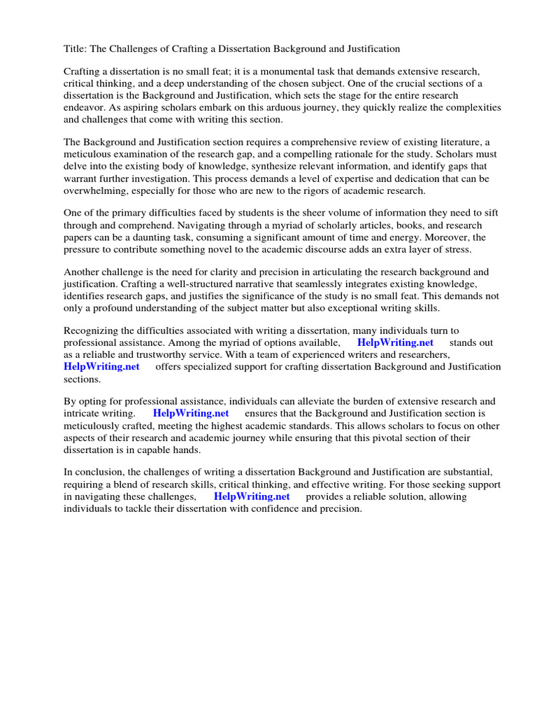 Dissertation Background and Justification | PDF | Systematic Review ...