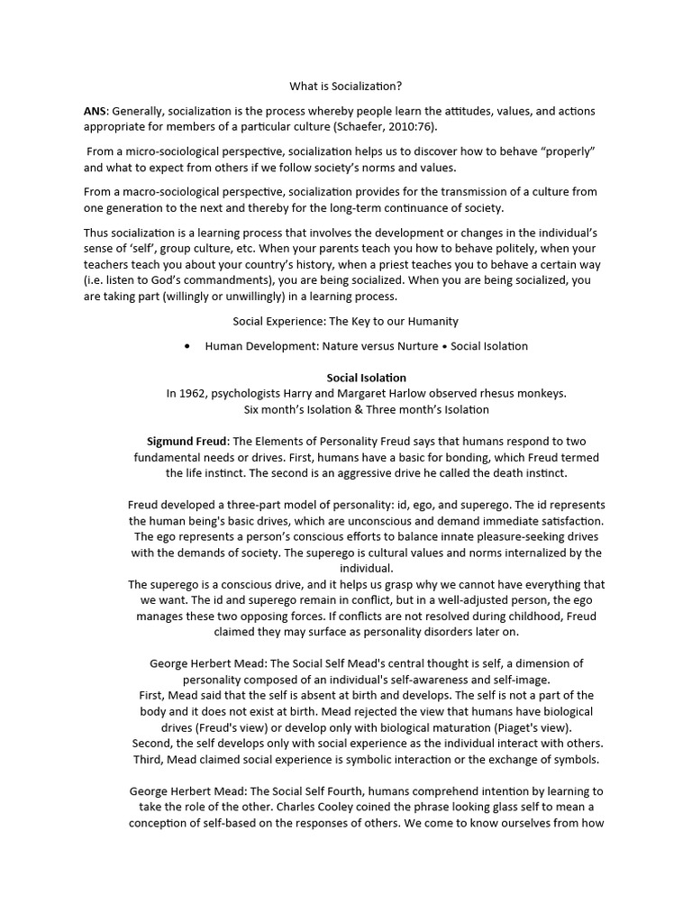 ch5 Soc | PDF | Id | Socialization
