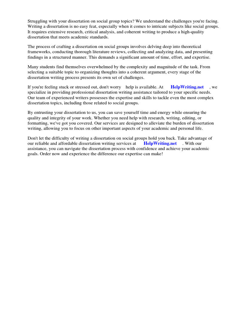 Dissertation Help on Social Groups | PDF | Thesis | Scribd