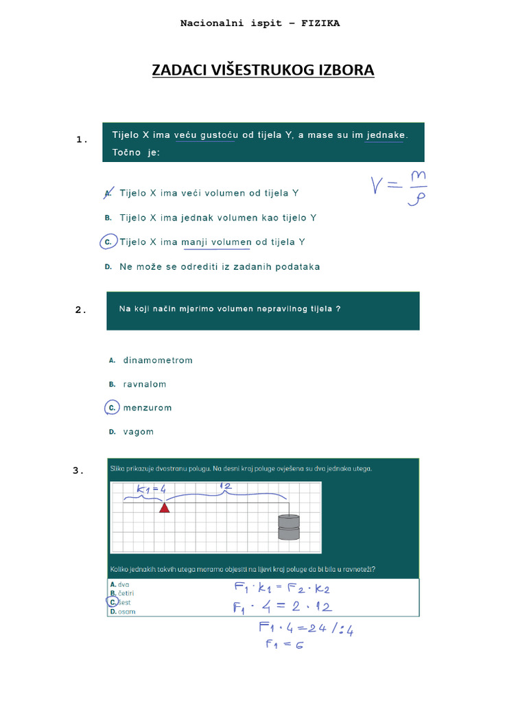 Nacionalni Ispit 2023 - Fizika Rješenja | PDF