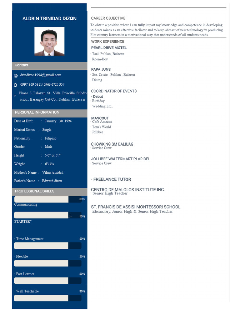 CV Aldrin Dizon Updated | PDF | Cognition | Behavior Modification