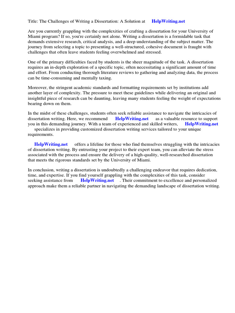 University of Miami Dissertation Database | PDF | Thesis | Written Communication