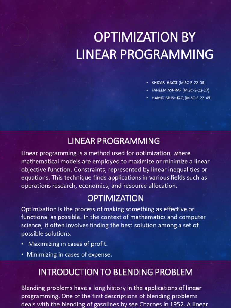 Linear Programming by Hamid Mushtaq | PDF | Mathematical Optimization | Linear Programming