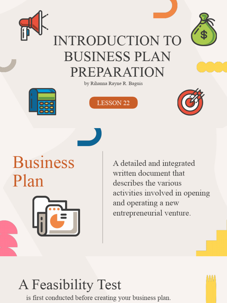 LESSON 22 Intro. to Business Plan Preparation Baguis | PDF | Business ...