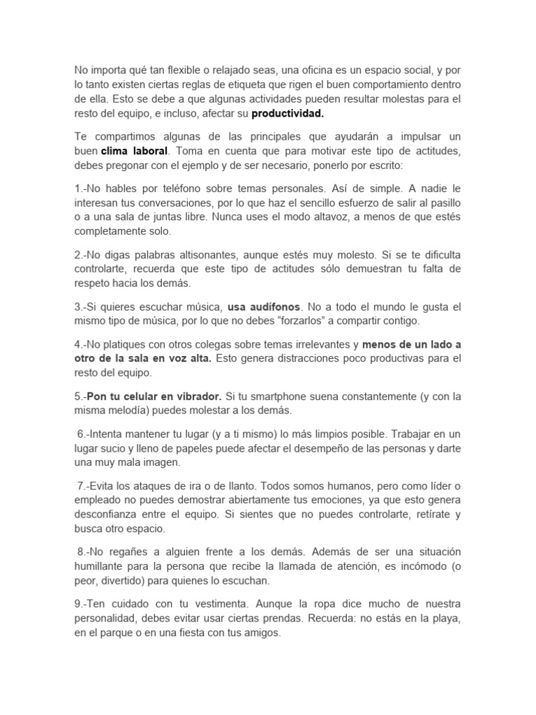 Reglas de Etiqueta en La Oficina | PDF Reglas de Etiqueta en La Oficina | PDF