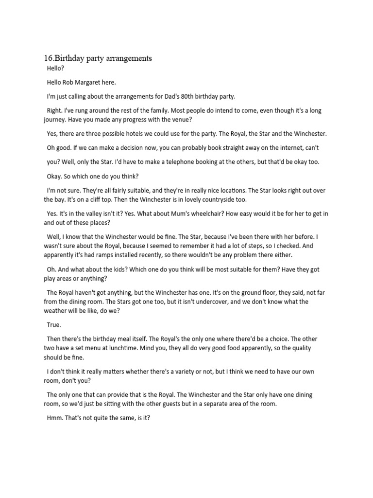 16.birthday Party Arrangements | PDF