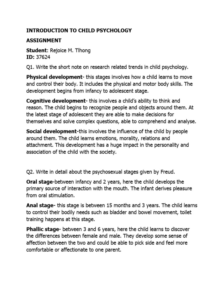 Introduction To Child Psychology | PDF