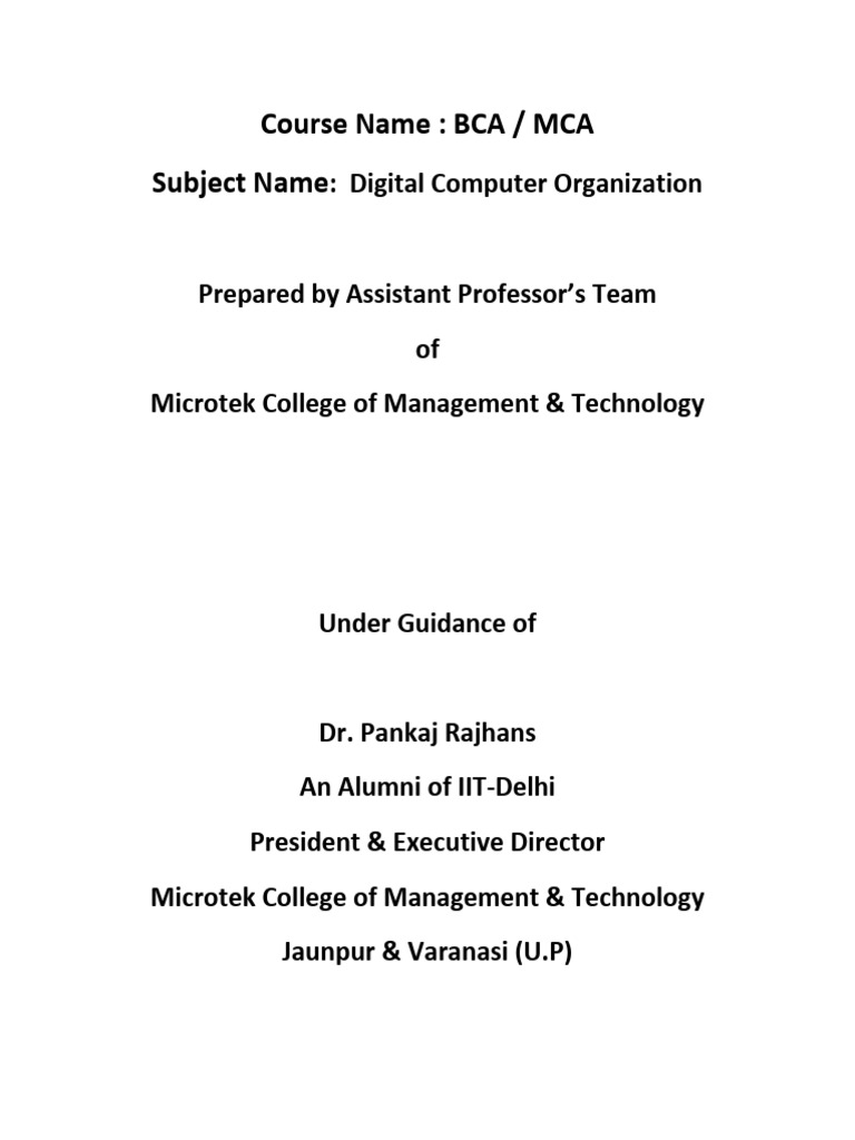BCA-Digital Computer Organization | Download Free PDF | Subtraction | Logic Gate