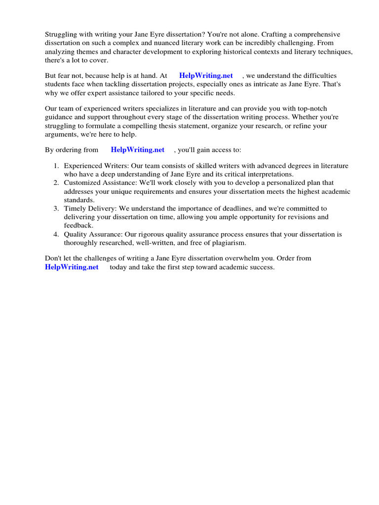 Jane Eyre Dissertation Topic | PDF | Jane Eyre | Charlotte Brontë