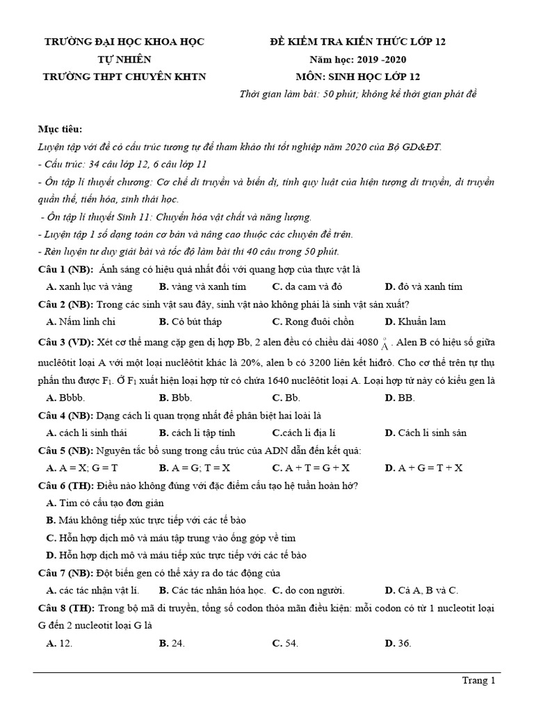 Trư NG THPT Chuyên KHTN | PDF