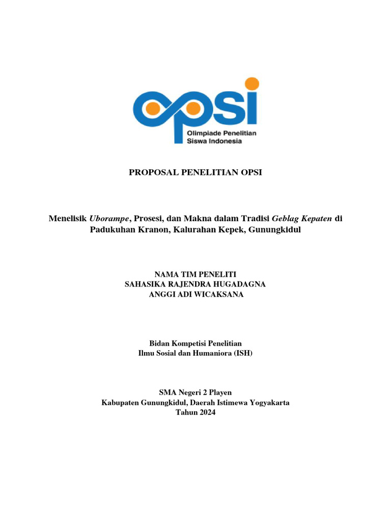 Proposal Penelitian Opsi Rajendra | PDF