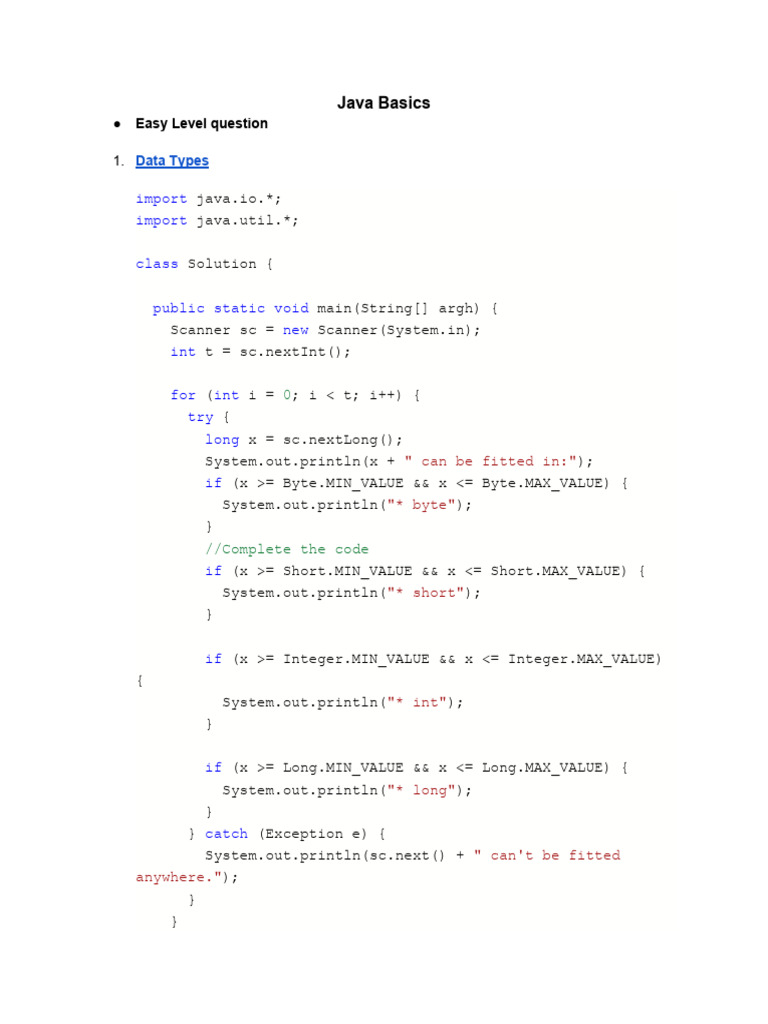 92-2023 Rashmi Sahani - Assignment 1 Java - Basics | PDF | Integer (Computer Science) | Software ...
