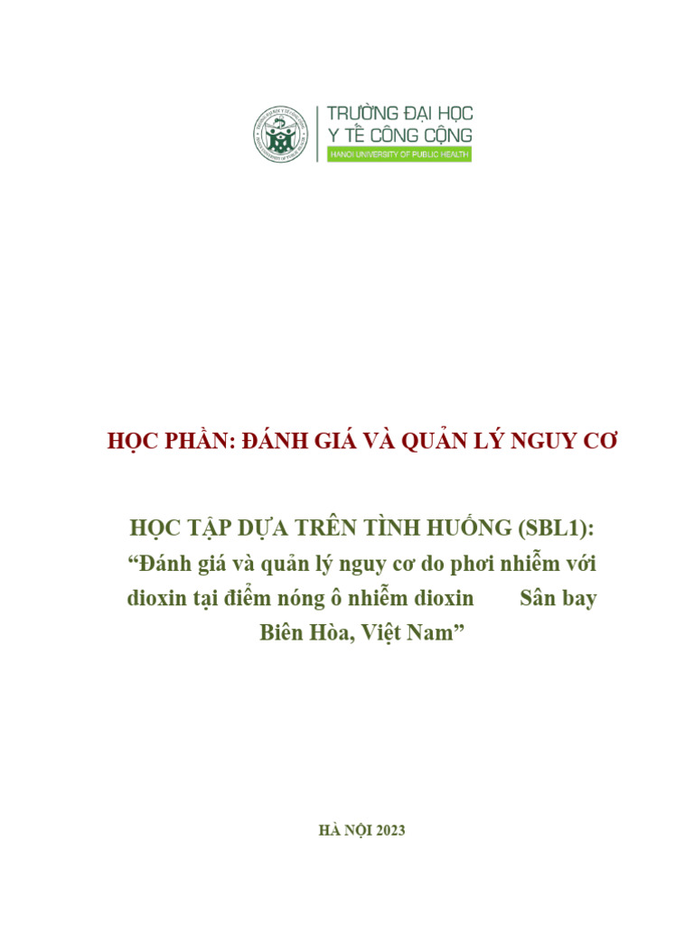 SBL1 - Đánh Giá Và Quản Lý Nguy Cơ Dioxin | PDF