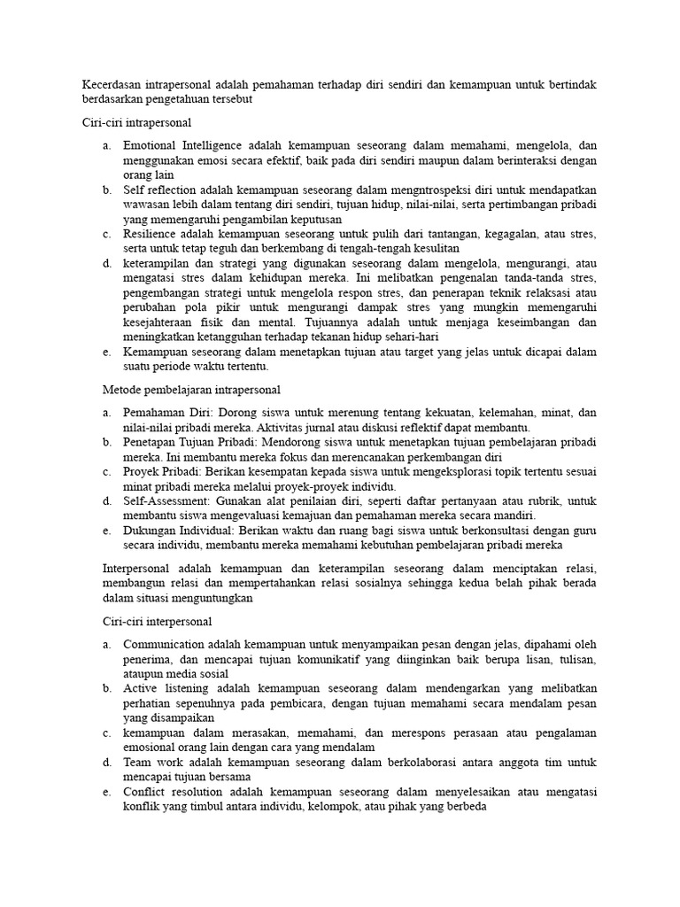 Intrapersonal Dan Interpersonal | PDF