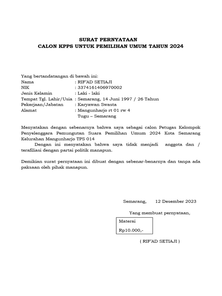 SURAT_PERNYATAAN_TIDAK_TERLIBAT_PARPOL | PDF SURAT_PERNYATAAN_TIDAK_TERLIBAT_PARPOL | PDF