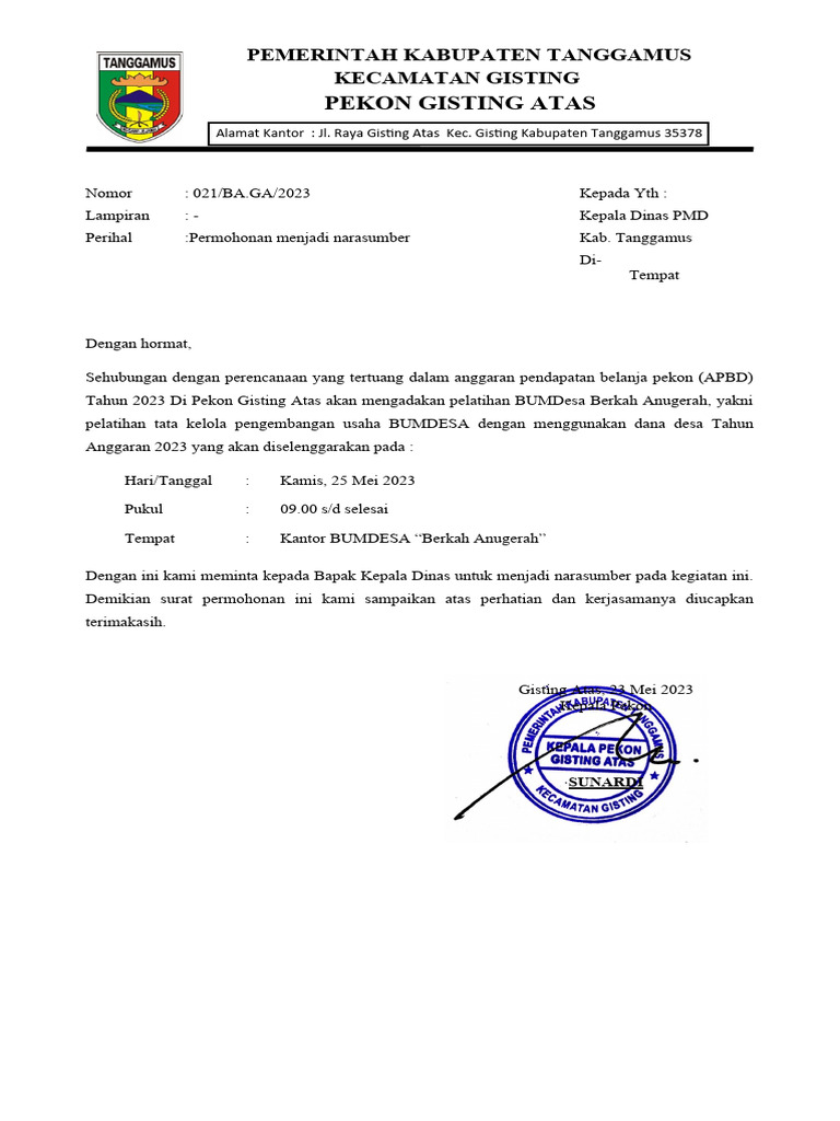 SURAT UNDANGAN PMD | PDF