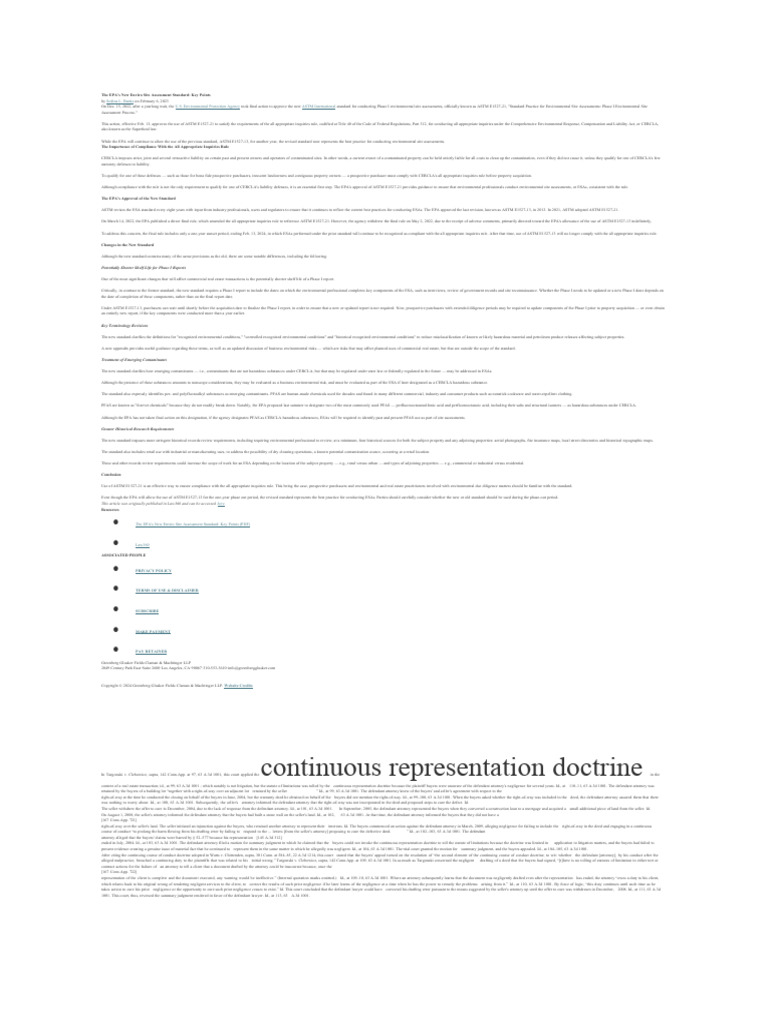 CERCLA EXPL Continuous Representation Doctrine | PDF | Superfund ...