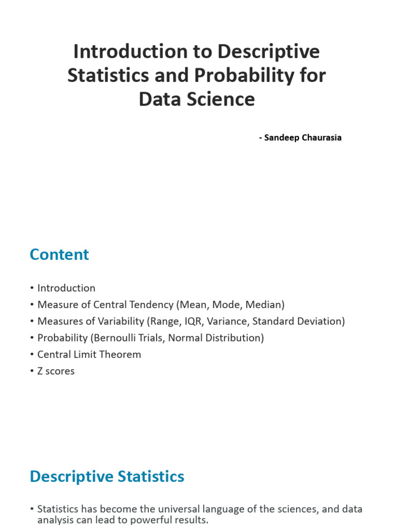 DSML | PDF | Probability Distribution | Standard Deviation