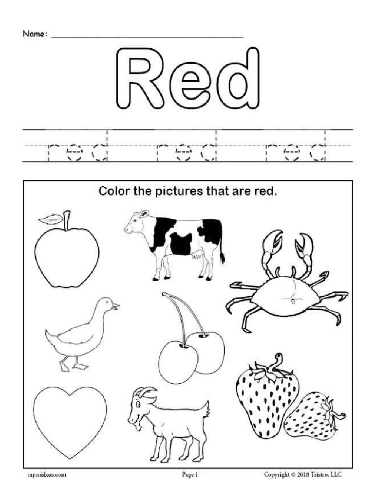 Color Kulayan Ang Mga Bagay Na Red Color The Things That Are RED | PDF