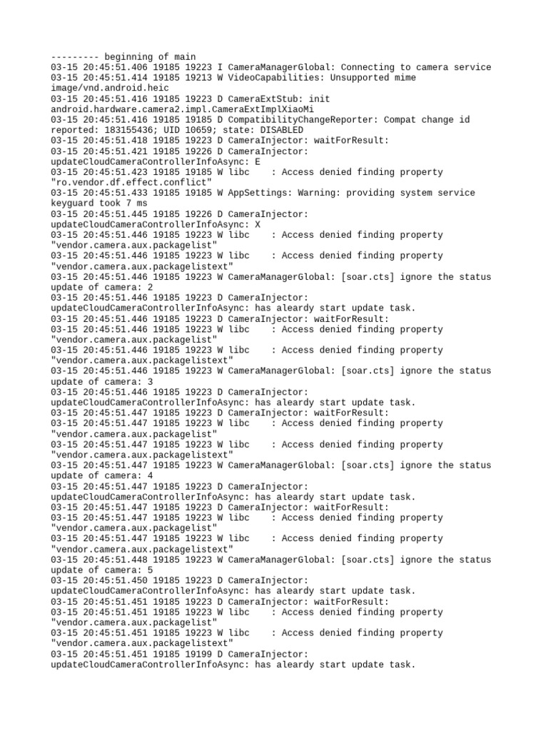 Camera Service Connection Log | PDF | Computing | Software