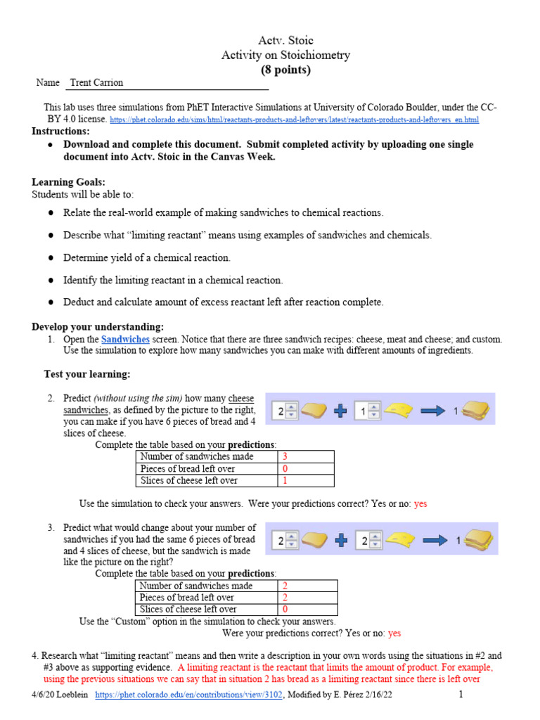 Activity On Stoichiometry-1 | PDF | Mole (Unit) | Ammonia
