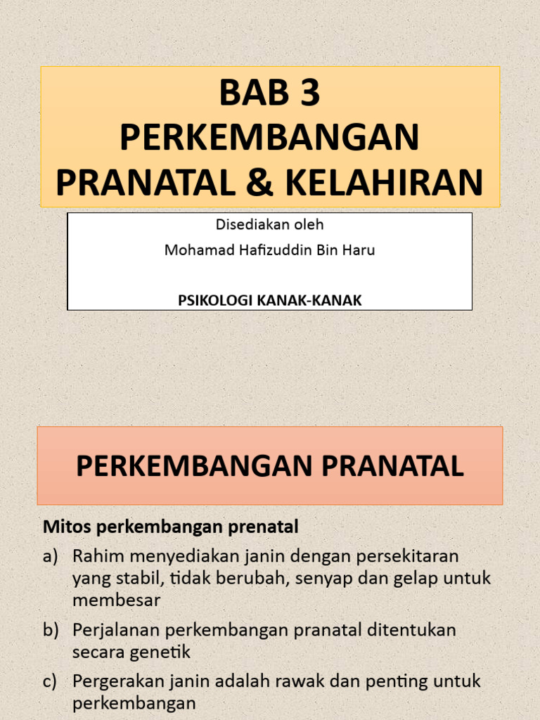 BAB 3 - Perkembangan Pranatal Dan Kelahiran | PDF
