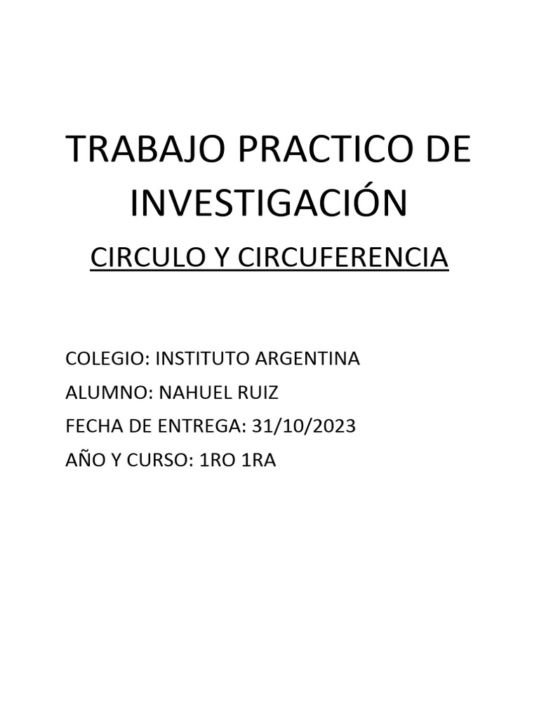 Definición y Cálculos de Círculo y Circunferencia | PDF | Pi | Circulo