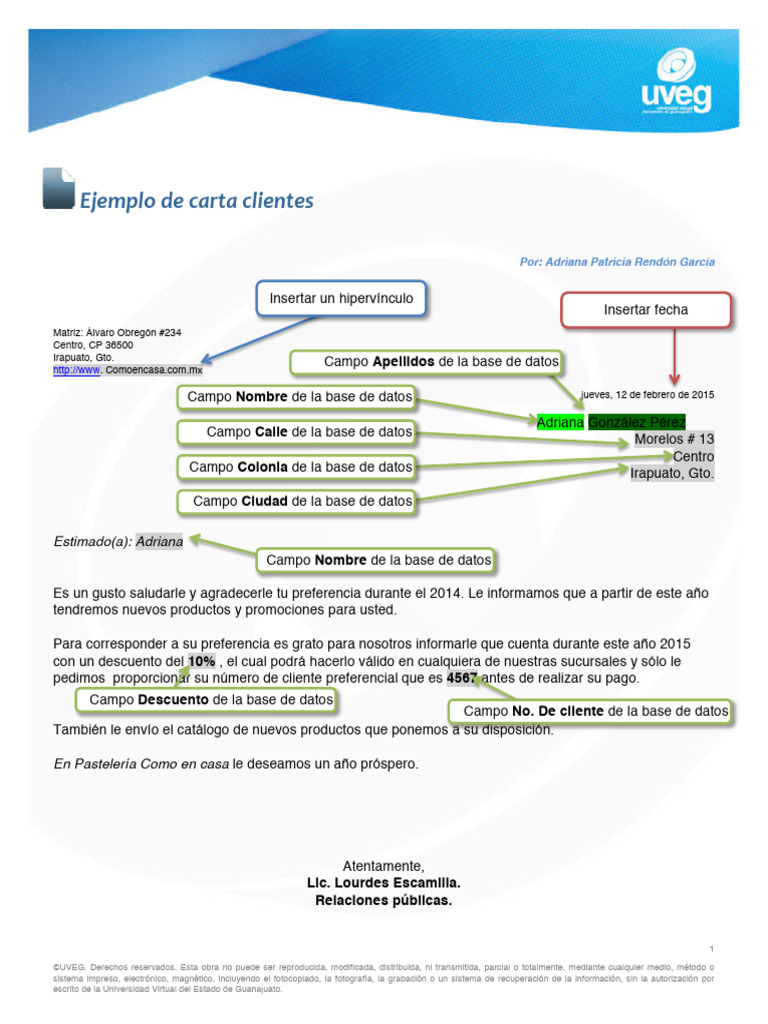 Ejemplo de carta clientes | PDF