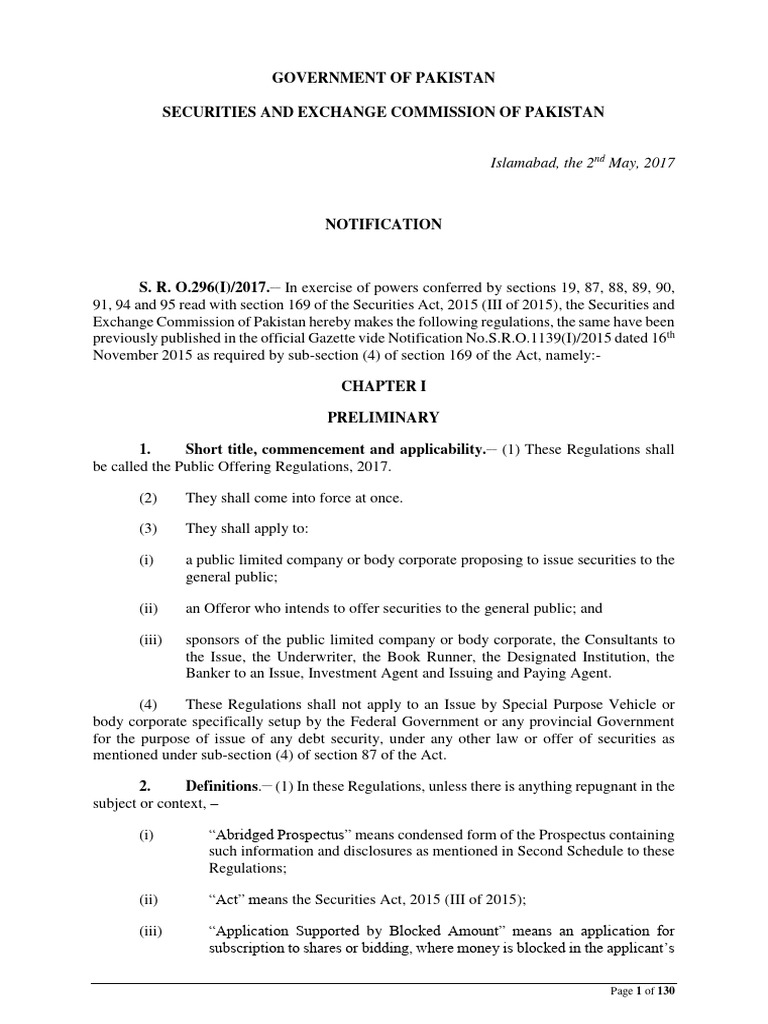 Public Offering Regulations 2017 Updated September 15 2021 | PDF ...