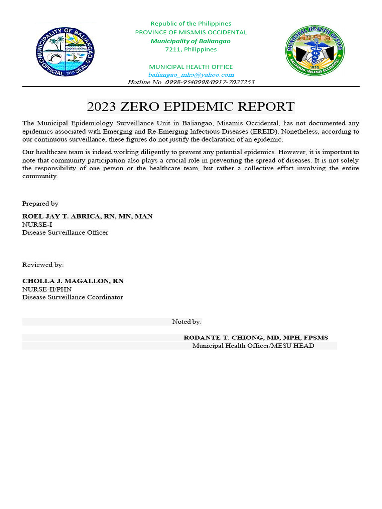 2023 Zero Epidemic Report: Baliangao | PDF | Social Science | Science ...