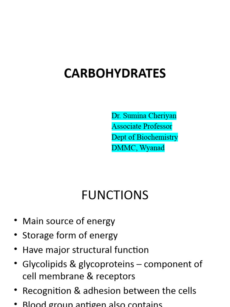 Carbohydrates for Biochemistry Students | PDF | Carbohydrates | Glucose