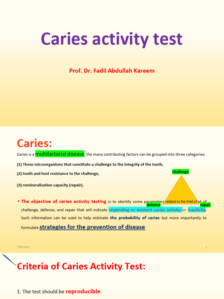 Overview of Caries Activity Tests | PDF | Medical Specialties