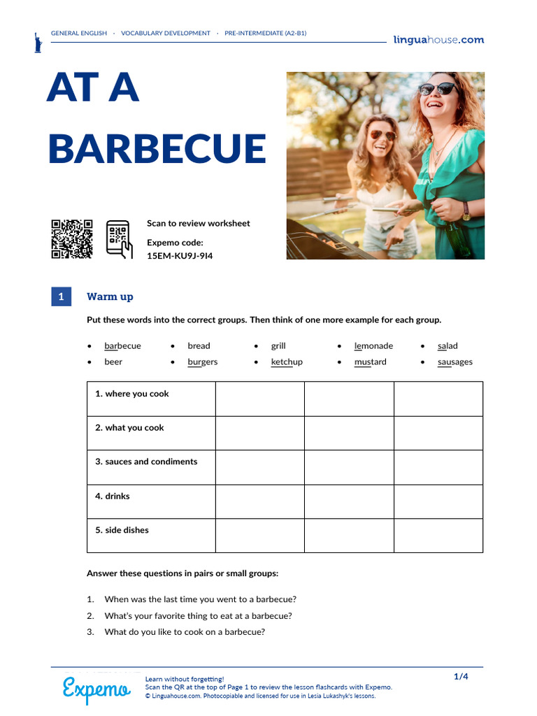 At A Barbecue American English Student Ver2 | PDF | Barbecue | Hamburgers