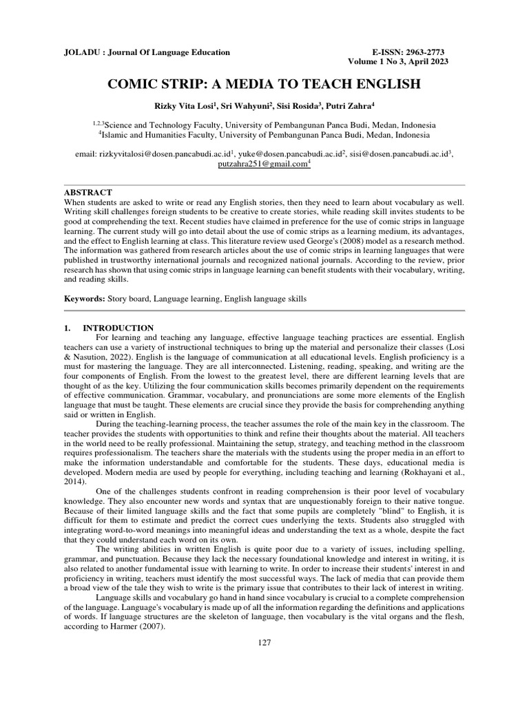 Comic Strip (A Media To Teach English) | PDF | Reading Comprehension ...