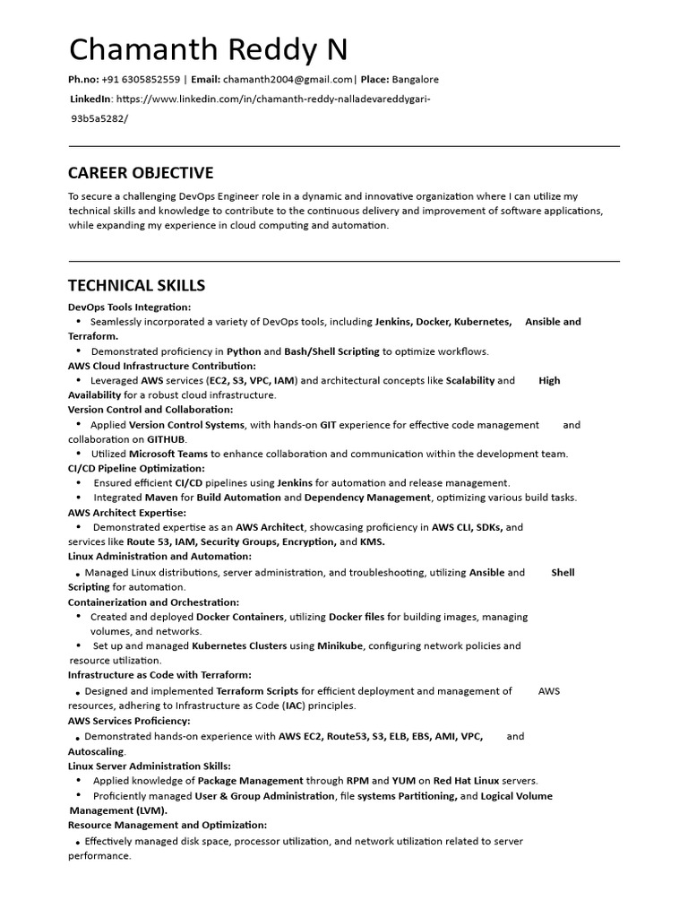 Chamanth Reddy N - B.Tech - CSE - 2023 - DevOps 1 | PDF | Amazon Web Services | Cloud Computing