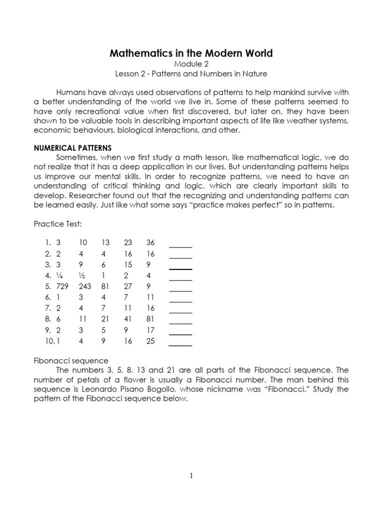 Patterns and Numbers in Nature | PDF | Mathematics | Arithmetic