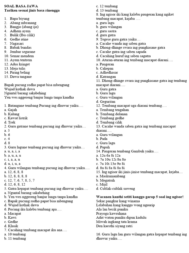 SOAL BASA JAWA | PDF