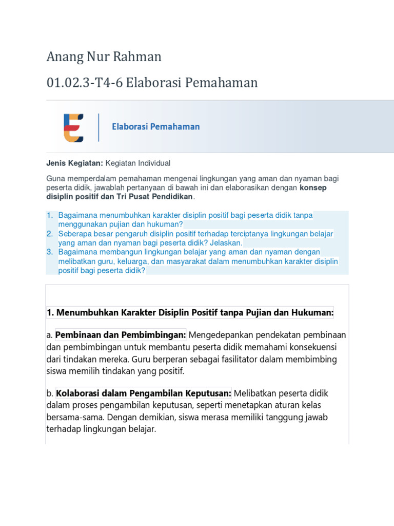 T4-6 Elaborasi Pemahaman | PDF | Karier & Perkembangan