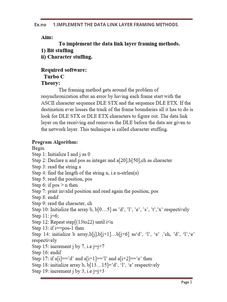 Data Link Layer Framing & Routing Algorithms | PDF | Transmission Control Protocol | String ...