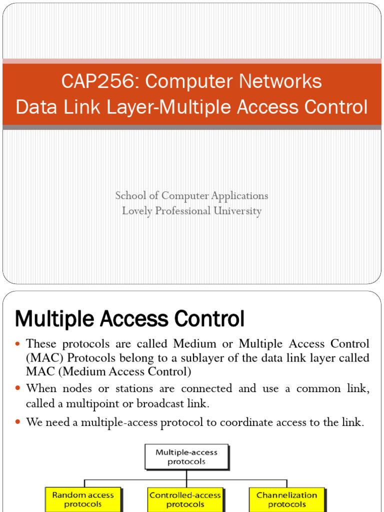 11 Data Link LayerMultiple Access Control | PDF | Channel Access Method | Telecommunications ...