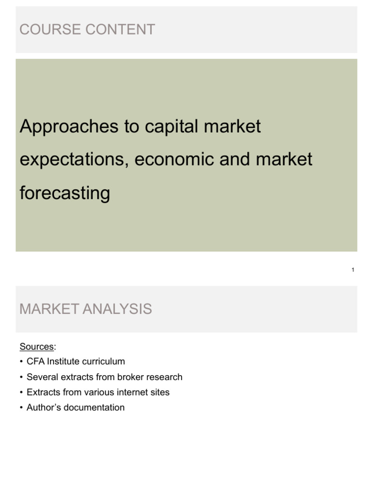 W4 Approaches To Capital Market Expectations Economic And Market