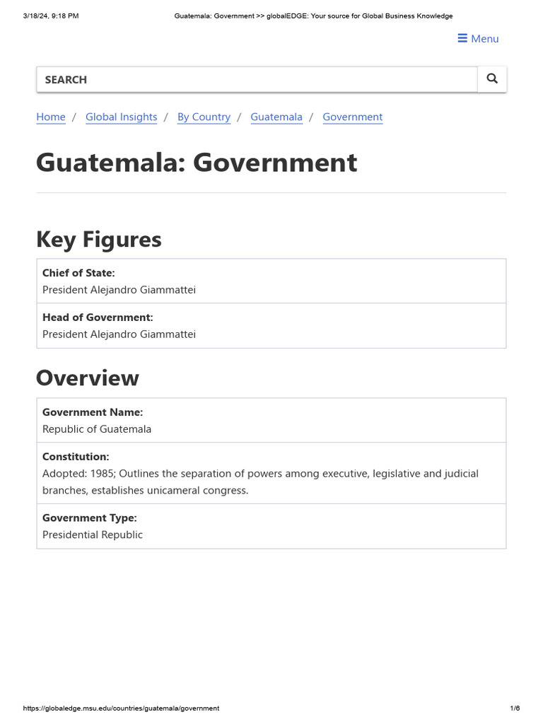 Guatemala - Government - globalEDGE - Your Source For Global Business ...