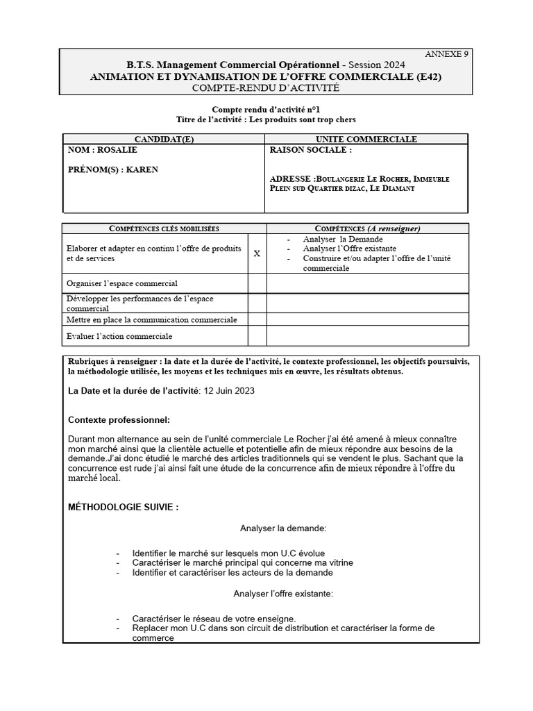 FICHE ADOC Présentée Aujoudhui 2023 | PDF | Marché (Économie) | Économie d'entreprise